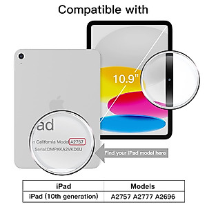 JETech Case for iPad 10 (10.9-Inch, 2022 Model, 10th Generation) with Pencil Holder, Slim Tablet Cover with Soft TPU Back, Auto Wake/Sleep (White)