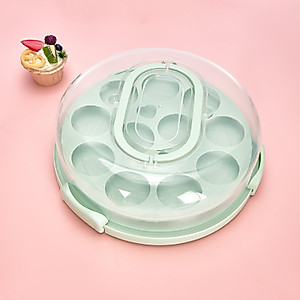 Ohuhu Cheesecake Container, Cake Pie Carrier BPA-Free up to 10'' Cake - Cupcake Containers with Lid and 2 Handles 4-in-1 Multipurpose Cake Keeper Holder Platter for Pie Devil Eggs Mothers Day Gifts