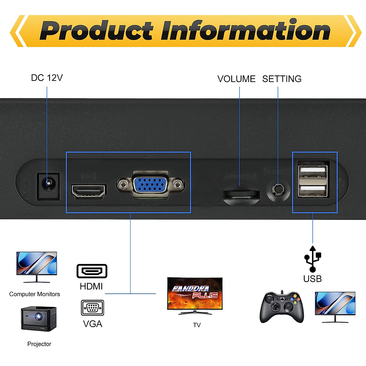 Akaxi Pandora Box Console 29800 Arcade Games in 1,Retro Game Machine for TV PC Projector, Supports Up to 4 Players, Full HD Output, Search, Save, Hide, Favorites List (29800 Games Separate)