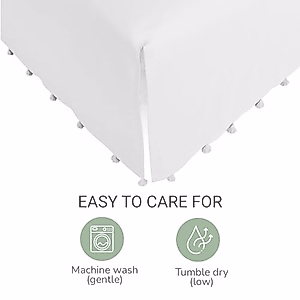 Tadpoles Crib Skirt with Tassel | 28" x 52" with a 14" Drop | Made of 100% Softly Brushed Microfiber Polyester | Easy to Care for | Soft, Smooth, Breathable & Durable | Ideal for Babies | White