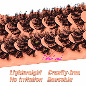 False Eyelashes Fluffy Cat Eye Lashes Wispy Curly 20 mm Long Faux Mink Lashes Strip 3D Dramatic Fake Lash Pack Look Like Extensions 7 Pairs