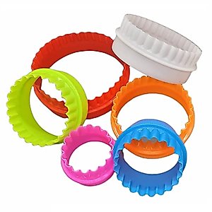 Handy Housewares 6pc Dual-Sided Biscuit/Cookie Dough Cutter Set, Straight Round and Scalloped Flower Edged, Dishwasher Safe (1 Set)