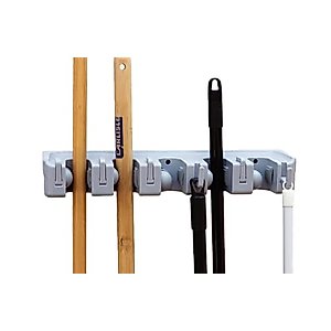 Carlisle FoodService Products 4073700 Roll ’N Grip ABS Plus Broom and Brush Holder, 16-1/2" Length x 2-3/4" Height x 3-1/2" Depth, Light Blue