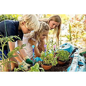 ALT2DAY Fairy Garden Beaded Stakes Kit Plant Pot Jewelry Accesory kit Fairy Wands Glass Beads Diamond Top DIY Materials for 3 pc of 11 inch (3, A)