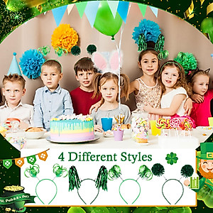 Censen 24 Pcs Pom Pom Headband Tinsel Wrapped Ponytails Head Bopper Headwear Hair Accessories Party Costume(Green)