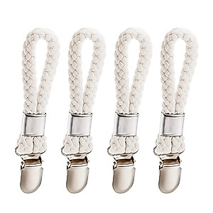 4Pcs Braided Cotton Loop Towel Clips Clothes Pegs Clamp for Home Bathroom Kitchen Towel Storage Holder