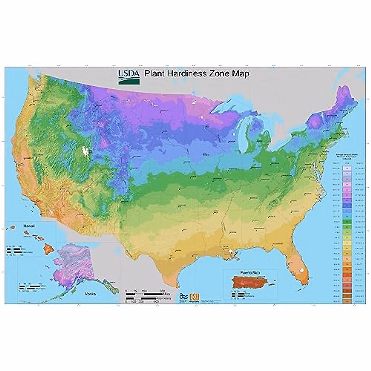United States Plant Hardiness Zone Map Poster Print - Photo Poster Art Print - 24 x 36 in