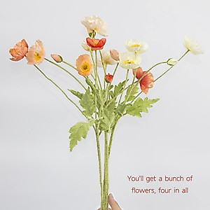 Banllis Artificial Flowers, Fake Flower Faux Plastic Plants for Home Decor DIY Wedding Kitchen Garden, Crown, Party, Hotel, Table - 4pcs