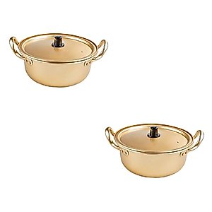 YARNOW 2 Pcs Korean Instant Noodle Pot Japanese Noodles Ramen Ceramic Frying Pan with Lid Steamer Cookware Deep Saucepan Korean Pots for Cooking Aluminum Pot Kitchen Pan Ramen Pot Candy