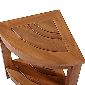 Rose Home Fashion 16.5" Teak Shower Bench, Teak Shower Stool, Corner Shower Bench, Corner Shower Stool, Teak Corner Shower Bench, Teak Shower Seat, Assembly Required