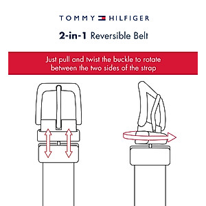 Tommy Hilfiger Women's Two-in-One Reversible Casual Belt for Jeans, Trousers and Dresses, White/Black, Medium