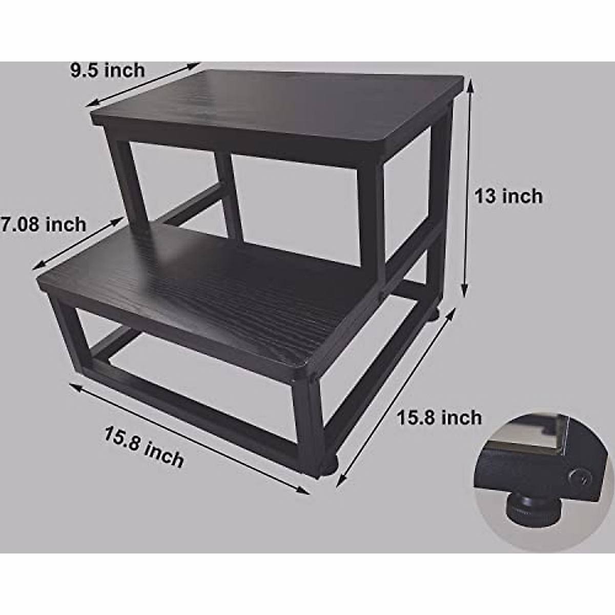 YAKANJ Step Stools for Adults Kids, Heavy Duty Sturdy Metal Frame Hold Up to 500 Lbs Capacity for Kitchen Bathroom Bedroon -Black