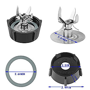 Replacement Blender Blade Parts For Oster & Osterizer With 4980-6 Point & 4902 Blender Jar Cap With O Ring Rubber Gasket