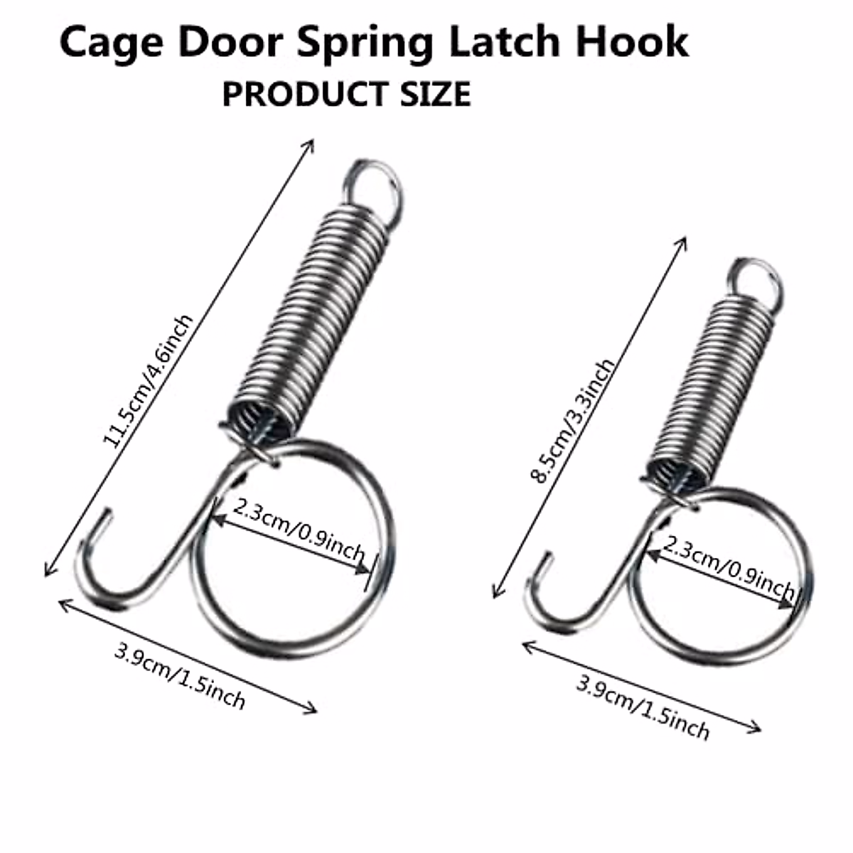 10PCS 85/115mm Spring Door Latch Cage Door Spring Hook Metal Finger Spring Latch Hook for Fixing Rabbit, Dog, Cat, Parrot,Pet Cage Door