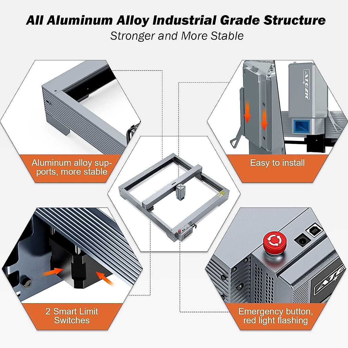 ATEZR P10 Combo 60W Laser Engraver with Air Assist& Rotary Roller, 17 * 17Inch Working Area, 10W Laser Power CNC Laser Engraver for PC/Mobile, Hypersonic Laser for Wood/Metal/Acrylic etc.