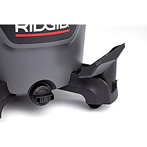 RIDGID, 62698, 6 Gallon RT0600 NXT Wet/Dry Vac, RED Professional Industrial, 4.25 HP, Casters, Pro Locking Hose, Qwik Lock Filter, Longer Motor Life, Polyropylene Drum, Large Handle, Dark Gray and Red