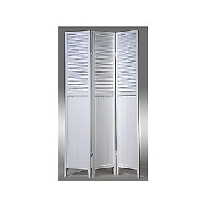 SQF Wood Shutter Door Room Divider 3 Panel (White, 3)