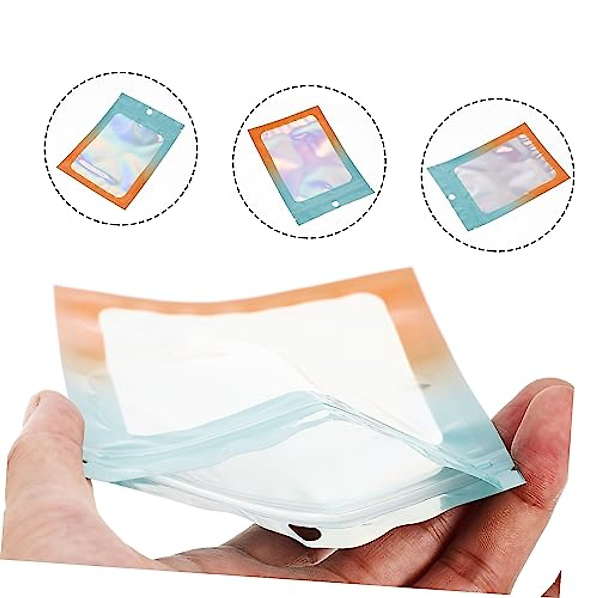GLEAVI 500 pcs Ing Reusable Airtight Electronics Eyelash Pouch Item Sample Food Clear for Small Wrapping Dispensary Aluminum Sealing with Storage Multi-function Window Pouches