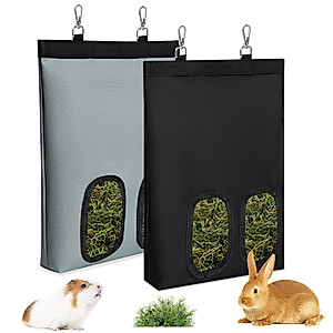 GOCOHHI 2 Pcs Guinea Pig Hay Feeder Bag, Rabbit Hay Feeder, 2 Holes Capacity Hay Holder, 600D Oxford Fabric Hay Bag for Rabbit Guinea Pig Chinchilla Hamsters Small Pets Animal