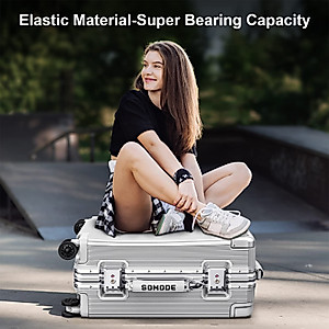 SOMODE LA SERIES Carry On Luggage 20inch Wide Handle Suitcase, Hardshell with Aluminum Frame, Supper-low noise Spinner Wheels & TSA Lock, Business Travel Carry-On Luggage (002-WHITE)