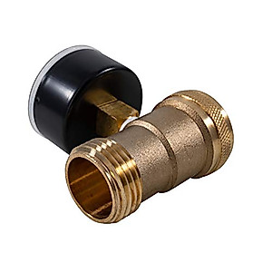 Camco 40070 Brass Water Pressure Gauge - Allows for Easy Monitoring of Your RV or Boat's Water Pressure - Easily Attaches to ¾-inch Garden Hose Threads - 0-100 PSI