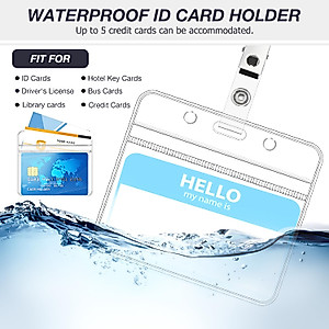kioooki 50 Pcs Badge Holders with Clip Extra Thick Clear Name Badge Holders Card Holder Plastic Horizontal Name Tag Holder with Waterproof Resealable Zip