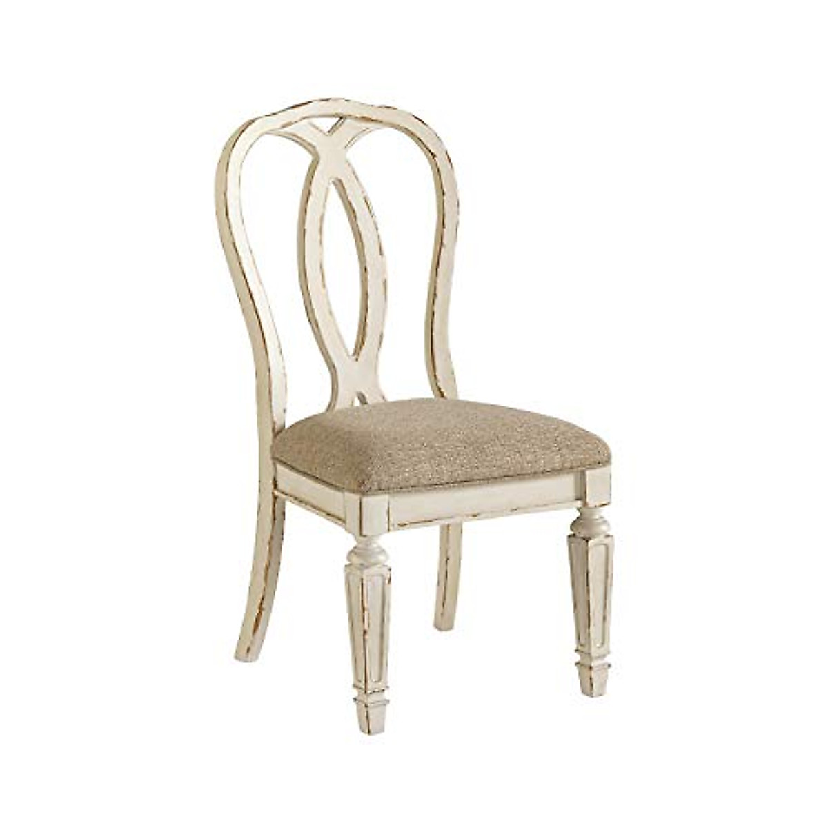 Signature Design by Ashley Realyn French Country Ribbon Back Dining Chair, 2 Count, Chipped White