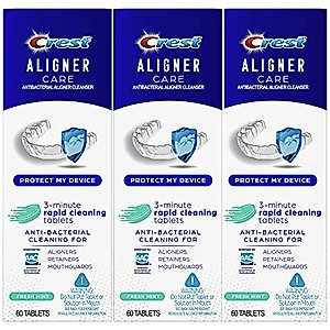 Crest Aligner Care Rapid Cleaning Tablets for Aligners, Retainers, Mouthguards, 60-Count, Pack of 3
