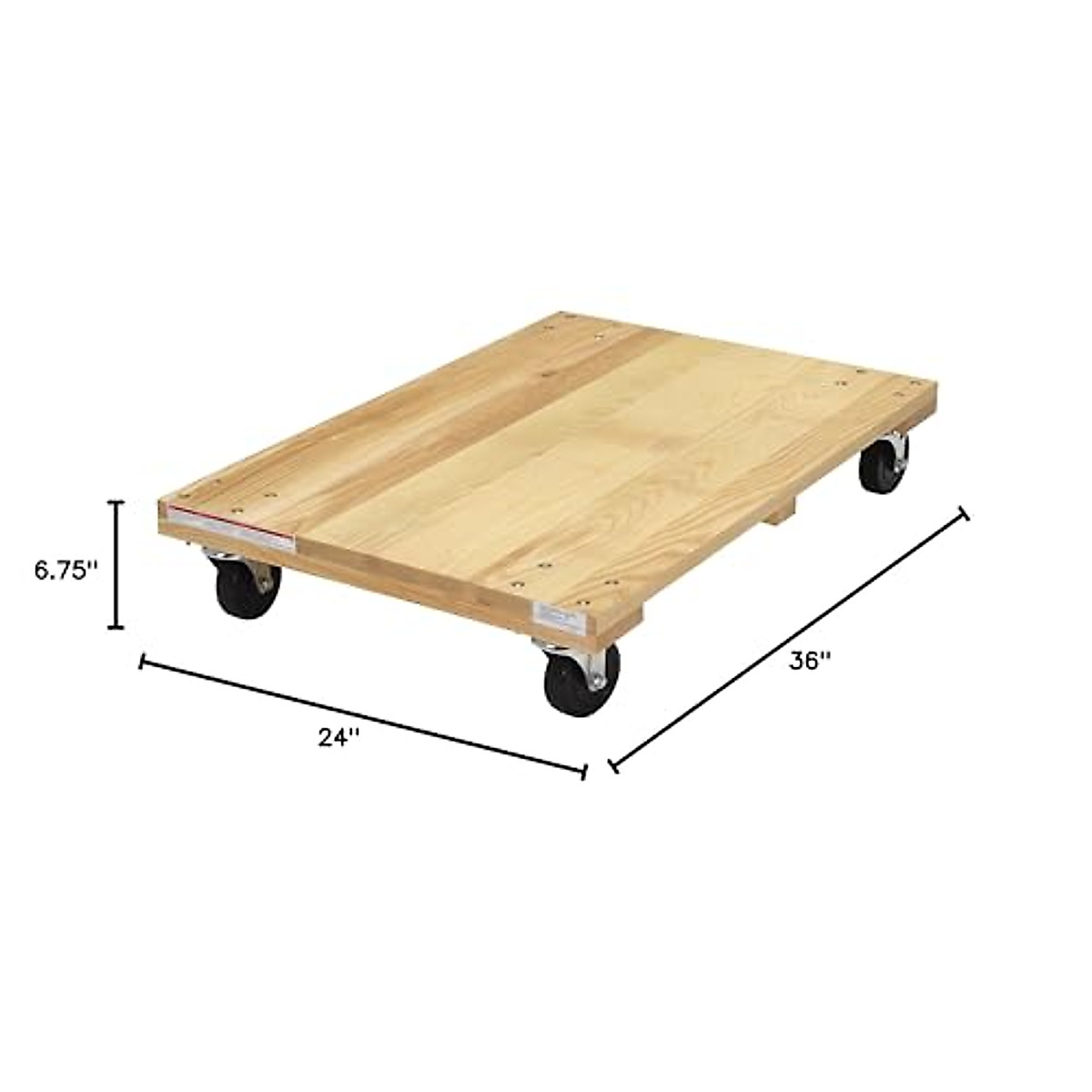 Vestil HDOS-2436-12 Solid Deck Hardwood Dolly with Hard Rubber Casters, 1200 lbs Capacity, 36" Length x 24" Width x 6-3/4" Height , Tan