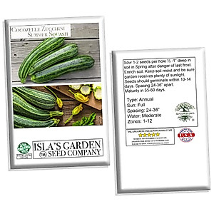 "Cocozelle Zucchini" Summer Squash Seeds for Planting, 50+ Heirloom Seeds Per Packet, (Isla's Garden Seeds), Non GMO Seeds, Botanical Name: Cucurbita Pepo, Good Home Garden Gift
