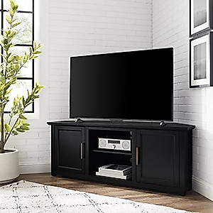 Crosley Furniture Camden Corner TV Stand for 65+ inch TVs, Entertainment Center with Storage Shelves, Black
