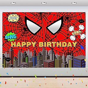 RoadSea Cartoon Sign Birthday Backdrop Banner - Kid Girl Boy Birthday Party Background - Cartoon Movie Theme Boy Birthday Party Photography Background Decorations - 6 x 4 Feet