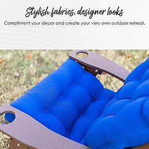 RSH DECOR: Tufted Adirondack Chair Cushion Set of 2 | 42.5” x 21” | All-Weather Spun Fabric | Water and Fade-Resistant | Outdoor Cushions for Patio Furniture | Peacock & White Stripe