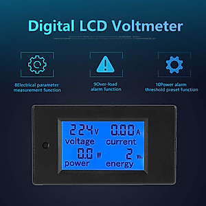 AC Voltage Power Meter, Digital Large-Screen LCD Voltmeter, PZEM-021 80-260VAC 20A/4500W Energy Meter for Electrical Parameter Measurement Include Voltage Current Power and Energy