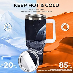 Astronaut Drinking Beer on Moon Tumbler with Handle Travel Mug Water Bottle Tea Coffee Cup White-style