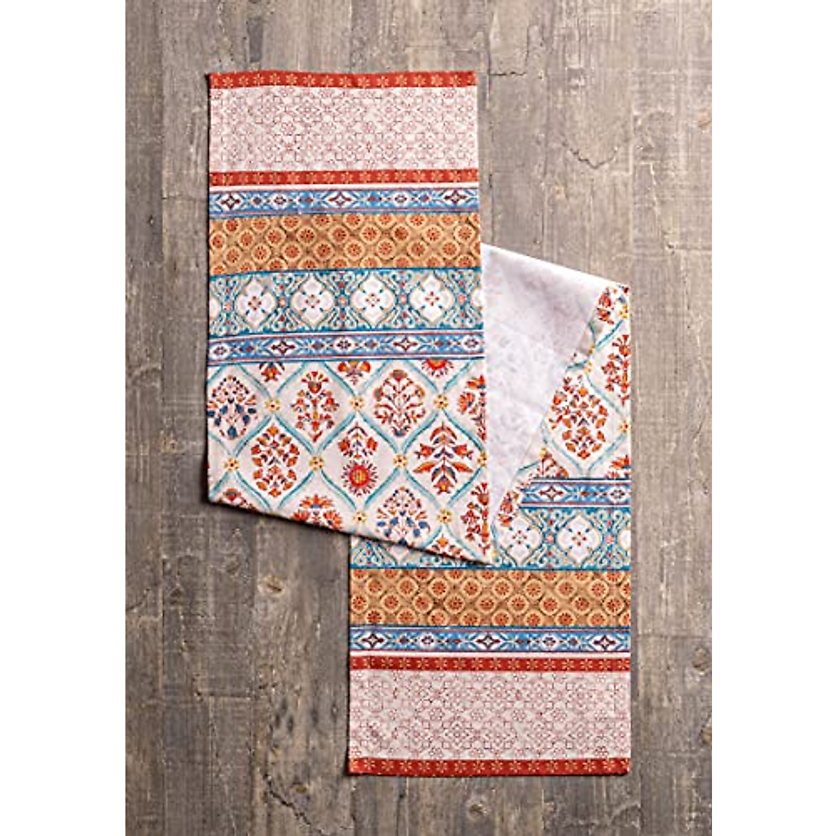 Maison d' Hermine Romane 100% Cotton Table Runner Farmhouse Tabletop Cover for Home Kitchen Dining Décor Cocktail Parties Family Dinners Wedding Thanksgiving/Christmas (Single Layer, 14.50"x108")