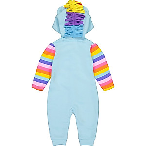 My Little Pony Rainbow Dash Toddler Girls Fleece Zip-Up Hooded Costume Coverall Blue 3T