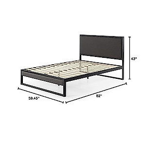 ZINUS Christina Upholstered Platform Bed Frame with Headboard, No Box Spring Needed, Wood Slat Support, Easy Assembly, Queen