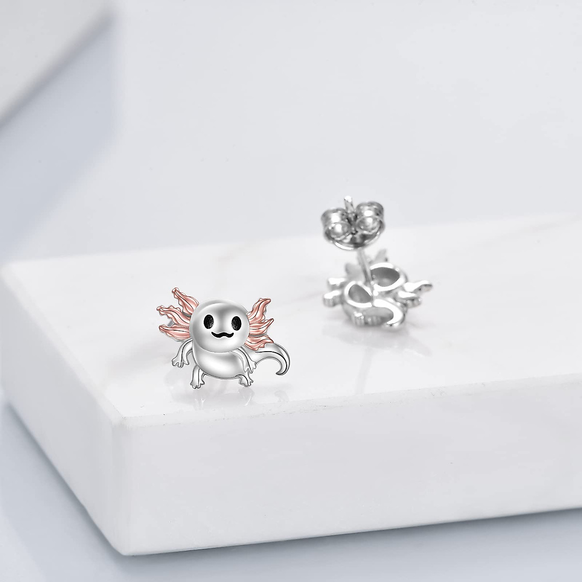 YAFEINI Axolotl Stud Earrings Sterling Silver Sea Creature Stud Earrings Tiny Earrings Animal Lover Cute Jewelry Gift