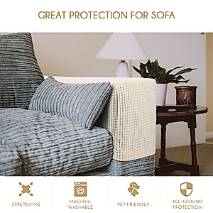 BESPORTBLE Chair Arm Protectors Sofa Armrest Cover Stretch Armchair Slipcover Protector Elastic Home Office Recliner Couch Loveseat Cloth 2pcs (Rice White)