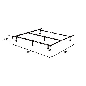 Kings Brand Furniture 7-Leg Heavy Duty Metal Queen Size Bed Frame with Center Support Legs, Black