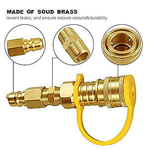 Xastro 3/8 Inch Natural Gas Quick Connect Fittings LP Gas Propane Hose Quick Disconnect Kit Propane Gas Grill Quick Connector Adapter Fitting with 3/8” Male Pipe NPT Thread x 3/8” Female Pipe Thread
