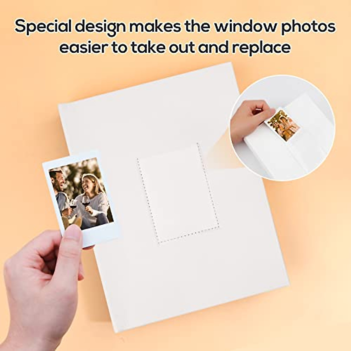128 Pockets Photo Album with Writing Space, Front Window, Polaroid Photo Albums 3 Inch Compatible with Fujifilm Instax Mini 12 11 9 8 7+ 90 40, Polaroid 300, K-pop Photocards (White)