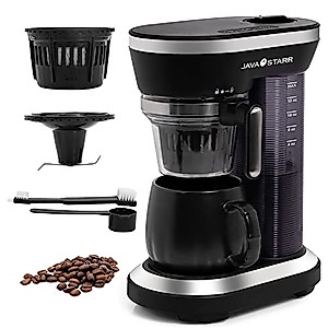 JAVASTARR Coffee Maker with Grinder Built in, Coffee Grinder and Maker All in One, Bean to Cup Grind and Brew Coffee Maker, Capacity 12-15 Oz Steam Pressure Technology Grinding Coffee Makers