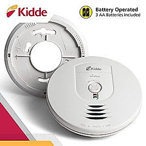 Kidde Wireless Smoke Detector, AA Battery Operated (Included), Ionization Sensor Wire-Free Interconnect Smoke Alarm