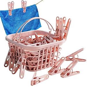 Coat Hangers Pegs for Washing Line 31Psc Non Slip Windproof PP Material Pegs with Basket Multifunctional Fastening Waterproof Laundry Pegs with Durable Spring
