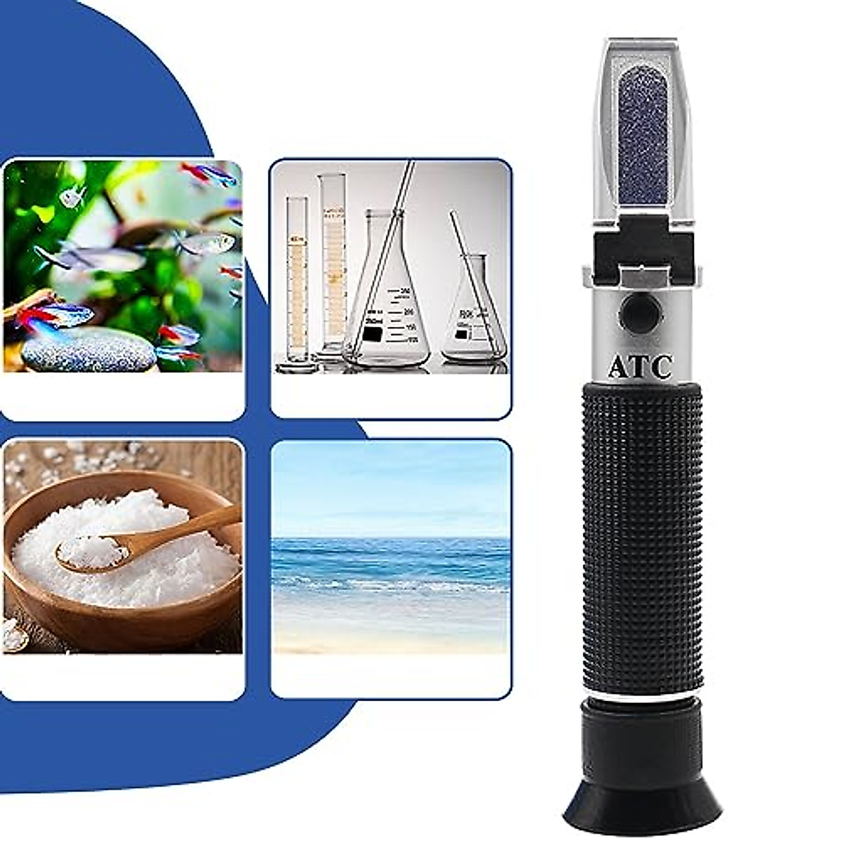 Csnbfiop Handheld Salinity Refractometer For Aquarium 0 To Salinometer Portable SeaWater Concentration Tester Meter ATC