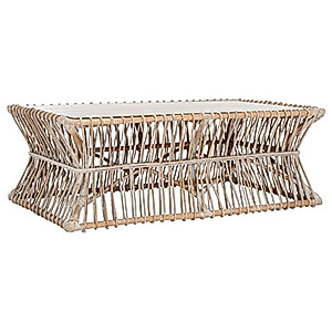 Safavieh Home Collection Gensho Rattan Coffee Table, White/Grey Wash