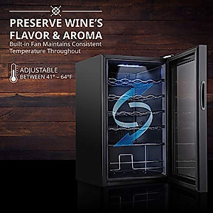 Ivation 24 Bottle Compressor Wine Cooler Refrigerator w/Lock | Large Freestanding Wine Cellar For Red, White, Champagne or Sparkling Wine | 41f-64f Digital Temperature Control Fridge Glass Door Black