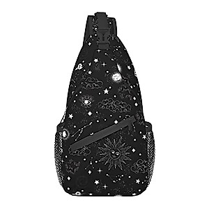 AJUNJUNPAI Star Moon Starry Sky Small Crossbody Backpack Sling Bag For Women Men Travel Hiking Chest Bag Daypack